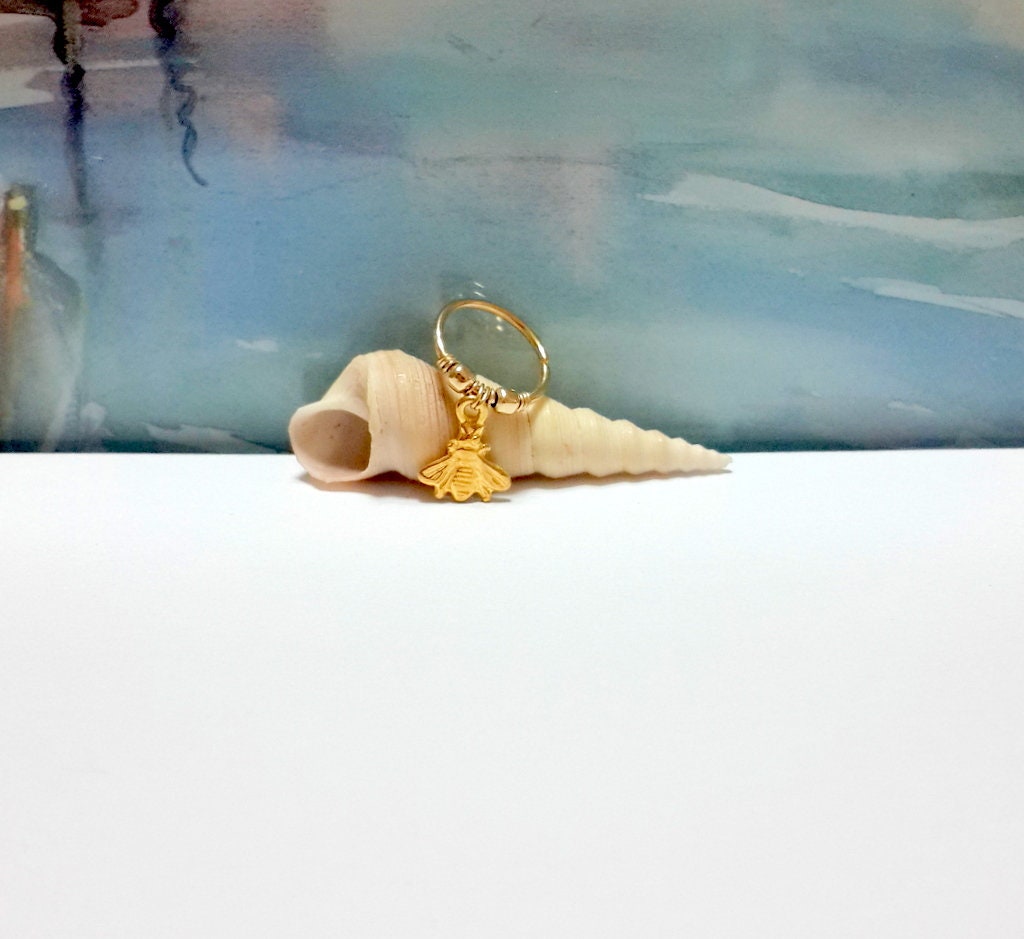 14K Gold Filled Bee Helix Hoop925 Sterling Silver Bee - Etsy