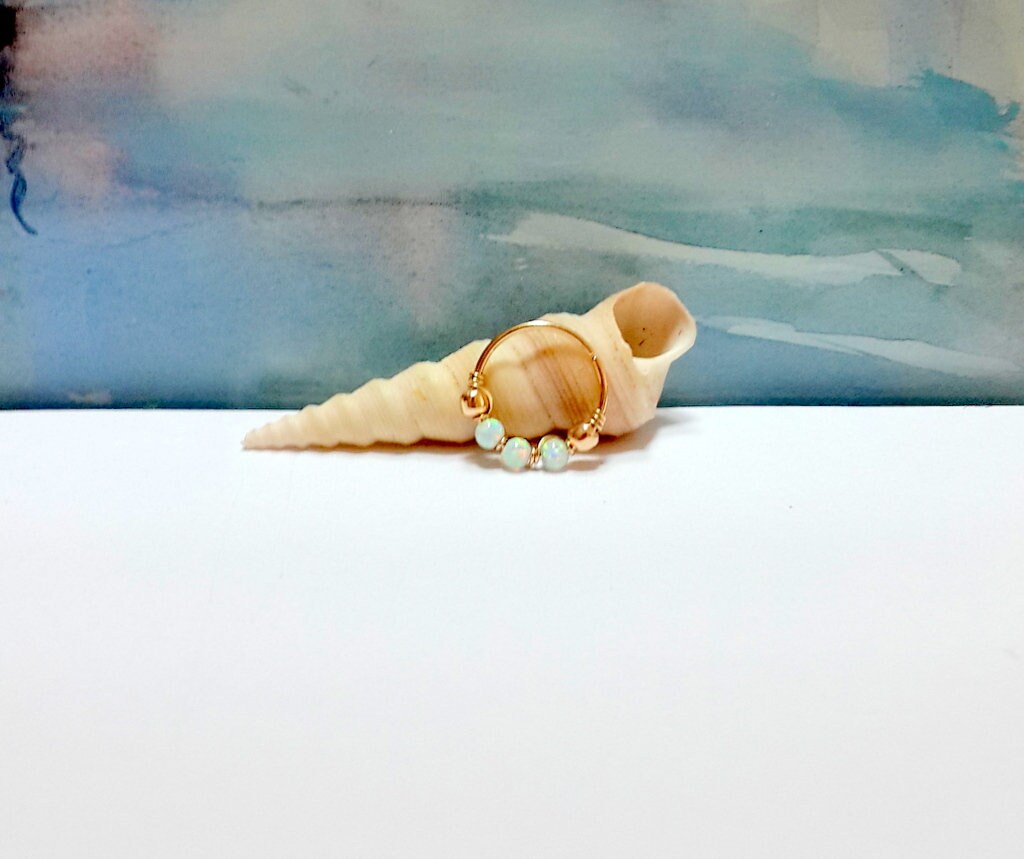 14K Gold Filled White Opal Conch HoopSterling Silver Conch | Etsy