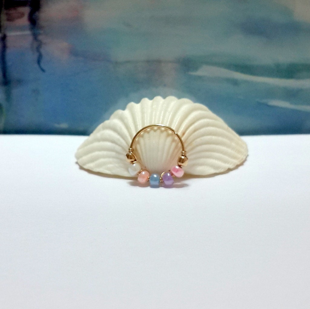 Multicolor Beads Conch Ring Gold Conch Ring Silver Conch - Etsy