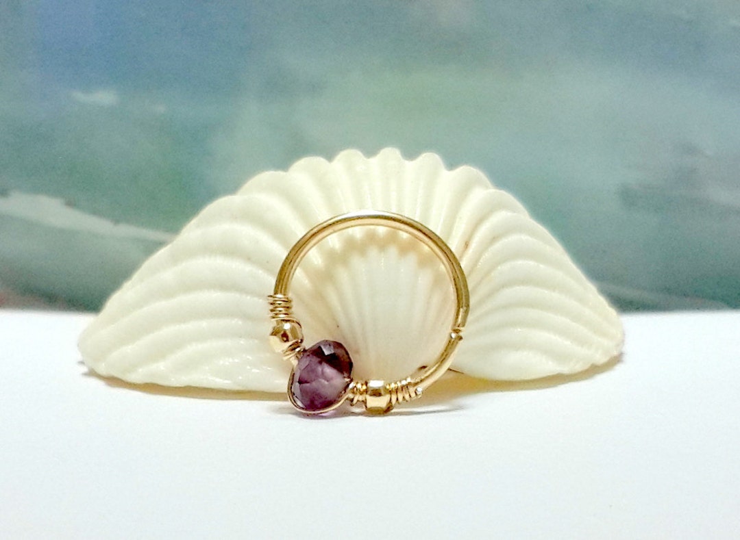 Amethyst Tragus Hoop, Silver Tiny Tragus Ring, Gold Tragus Hoop Earring ...