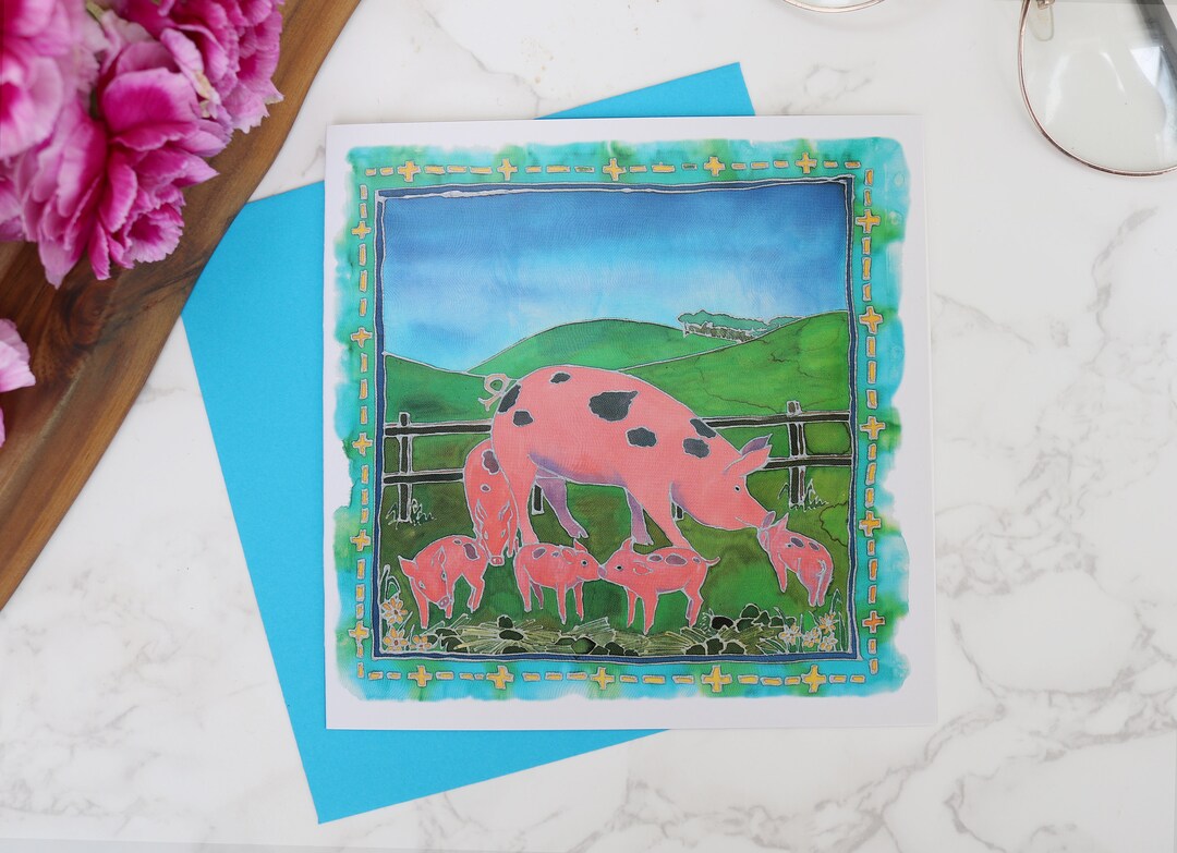 Pig Greetings Card - Etsy