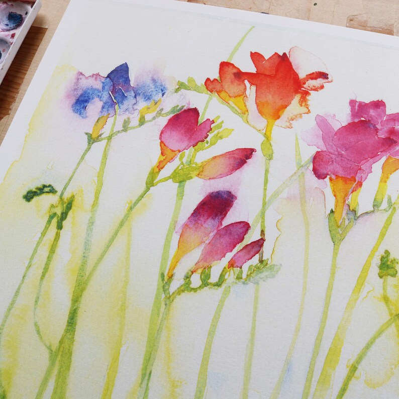 Freesia Watercolour Floral Print - Etsy Canada