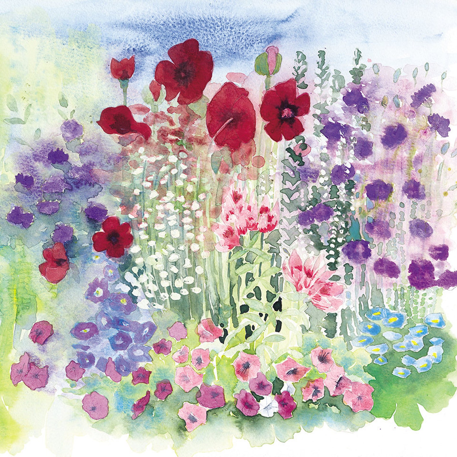 Cottage Garden Border Print - Etsy