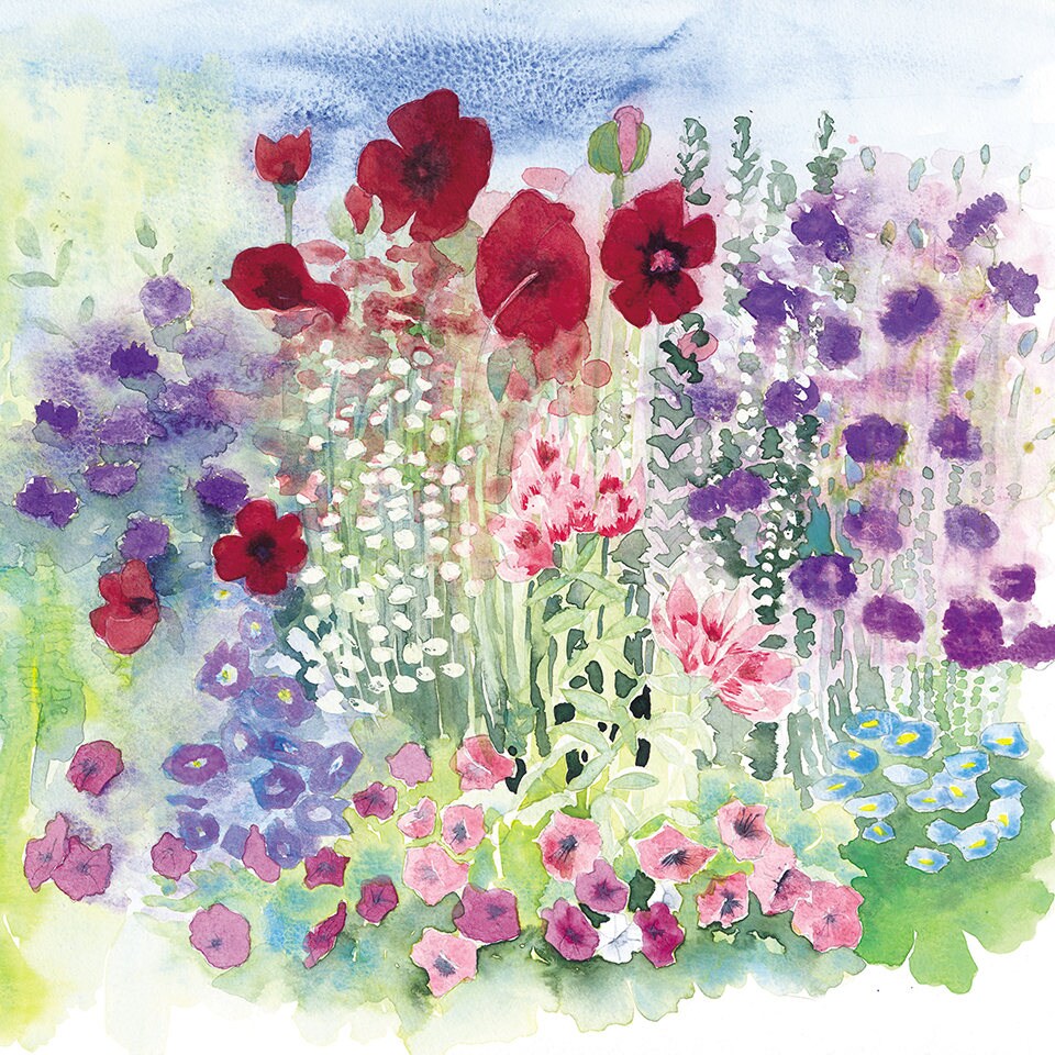 Cottage Garden Border Print - Etsy