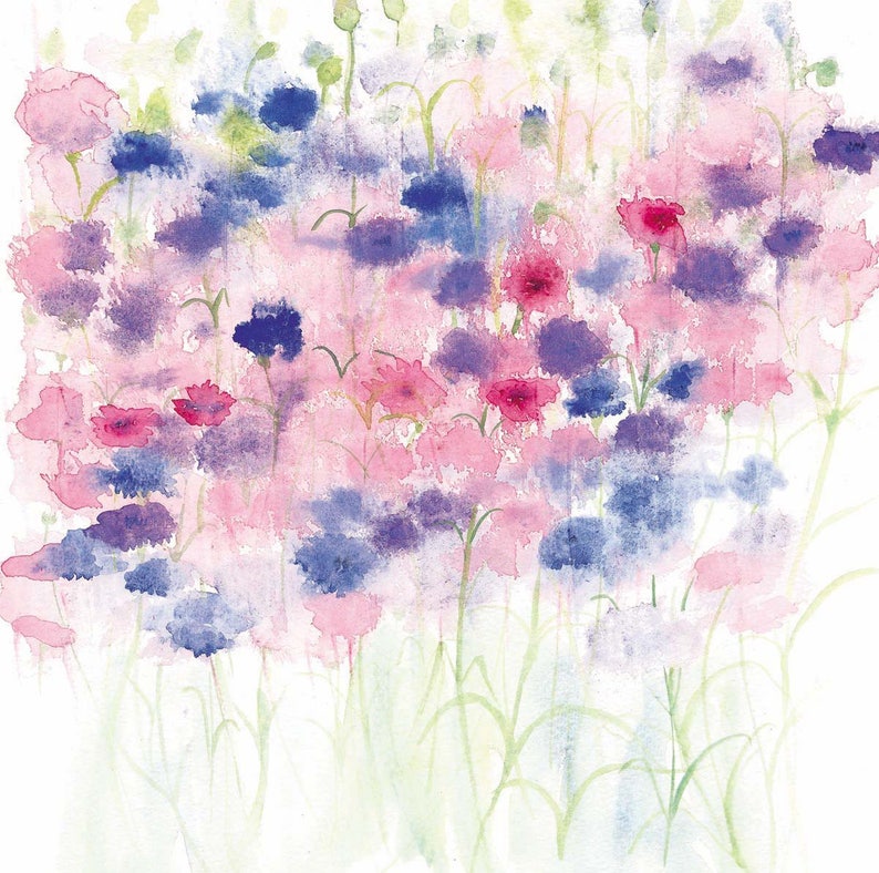 Pretty Cornflowers Watercolour Print - Etsy