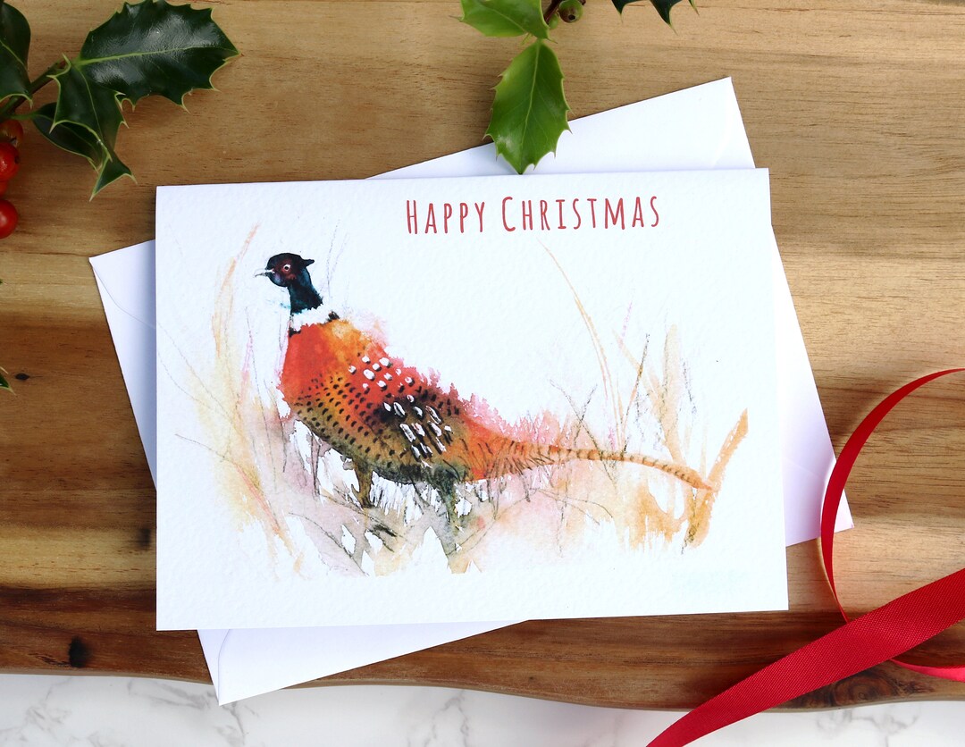 CHRISTMAS CARD Christmas Pheasant - Etsy