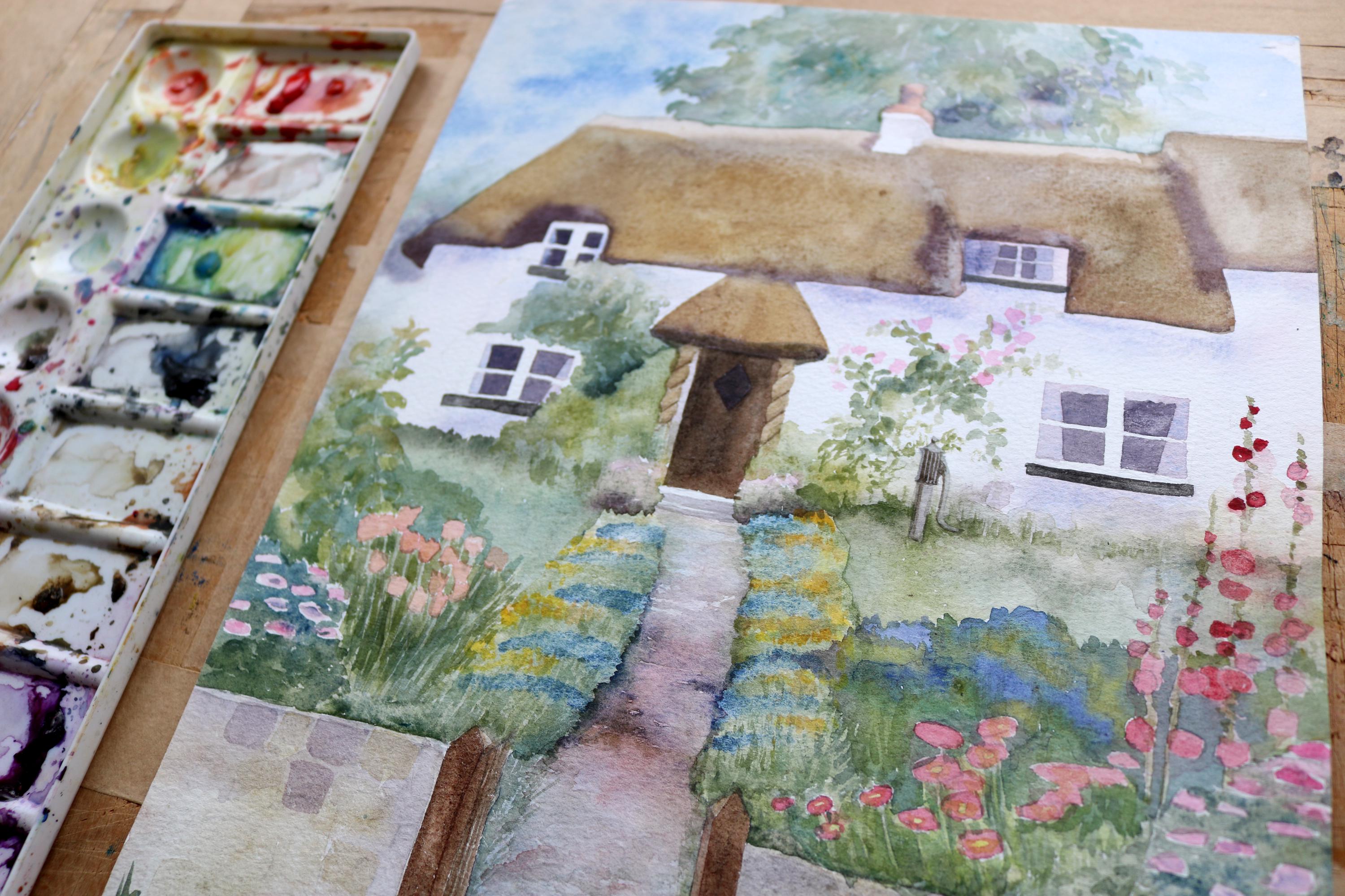 Devon Thatched Cottage Original Watercolour - Etsy