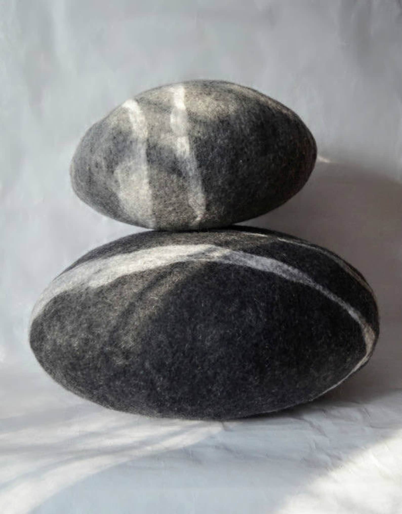 Felted Wool Stones Oval Wool Stone Pebble Pillows - Etsy