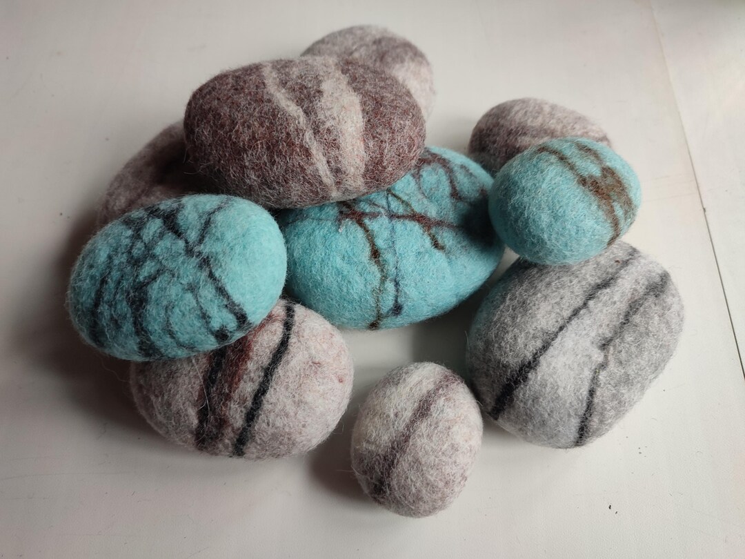 10 , 20 , 40 Felted Wool Stones , Eco-friendly Decor Wool Pebbles - Etsy