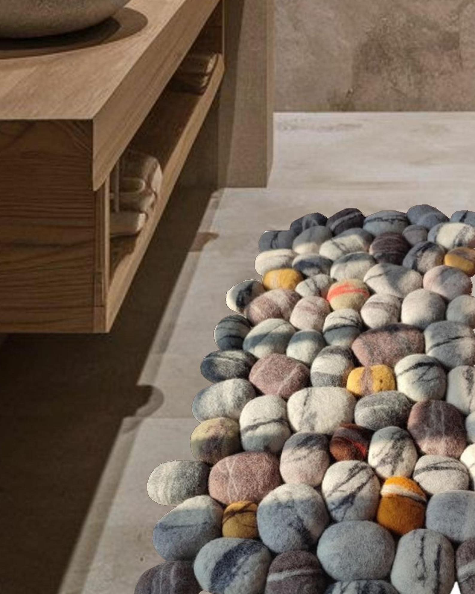 Felt Stone Rug, Soft Wool Pebble Carpet, Home Decor - Etsy