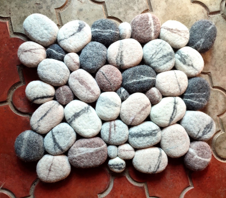 Felt Stone Rug Gray Beige Felt Carpet Felted Wool Stone | Etsy