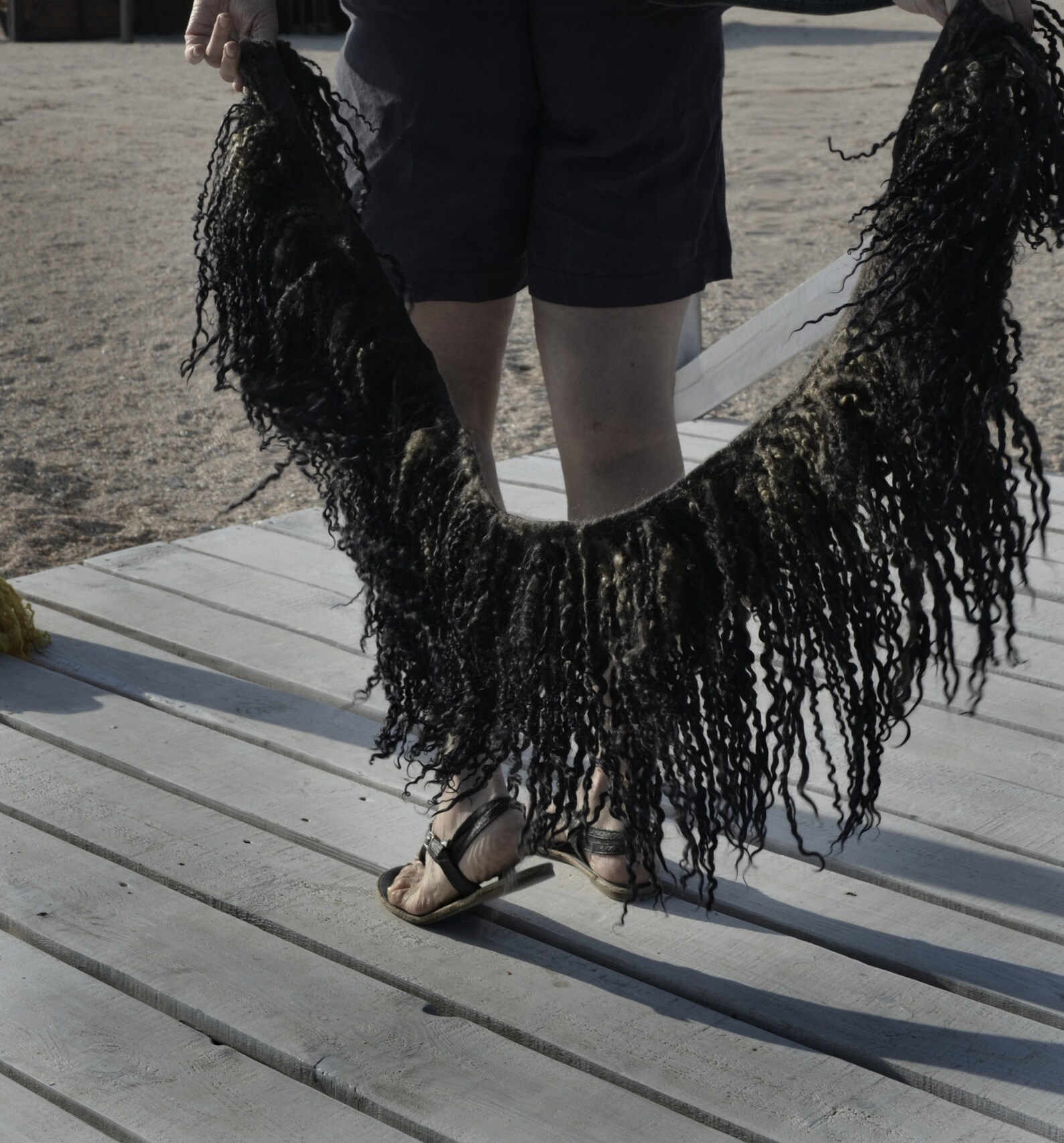 Felted Fur Collar Long Locks Felted Wool OOAK . ECO Animal - Etsy