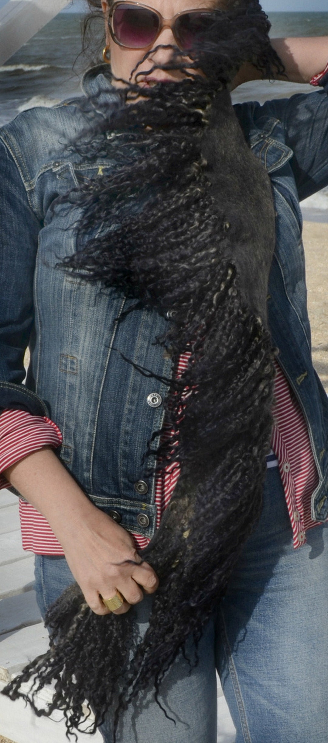 Felted Fur Collar Long Locks Felted Wool OOAK . ECO Animal Friendly ...