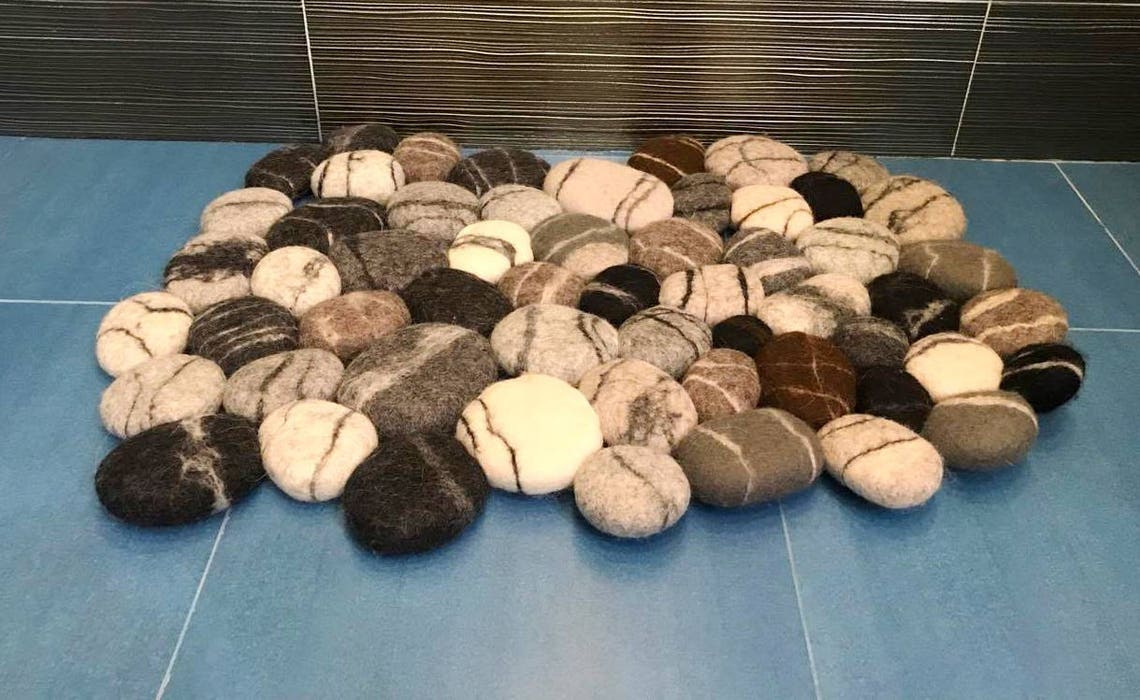 Felt stone rug Felt carpet Felted wool stone Felt Stone | Etsy