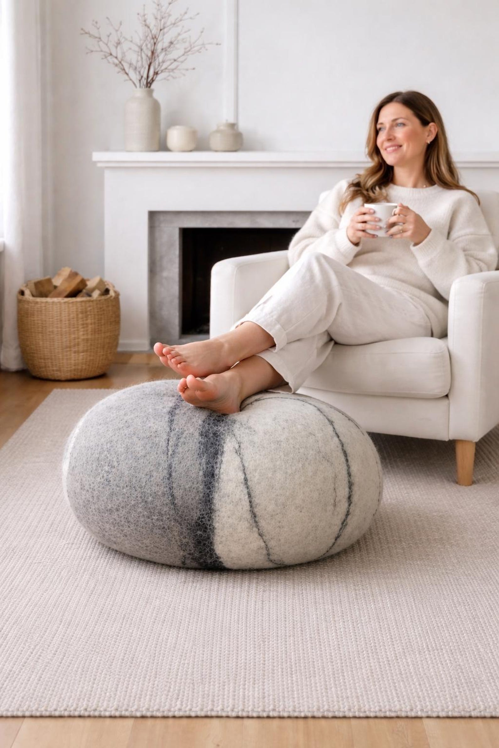 Felted Wool Stone Pillow, Pebble Pouf, Hypoallergenic Filler - Etsy