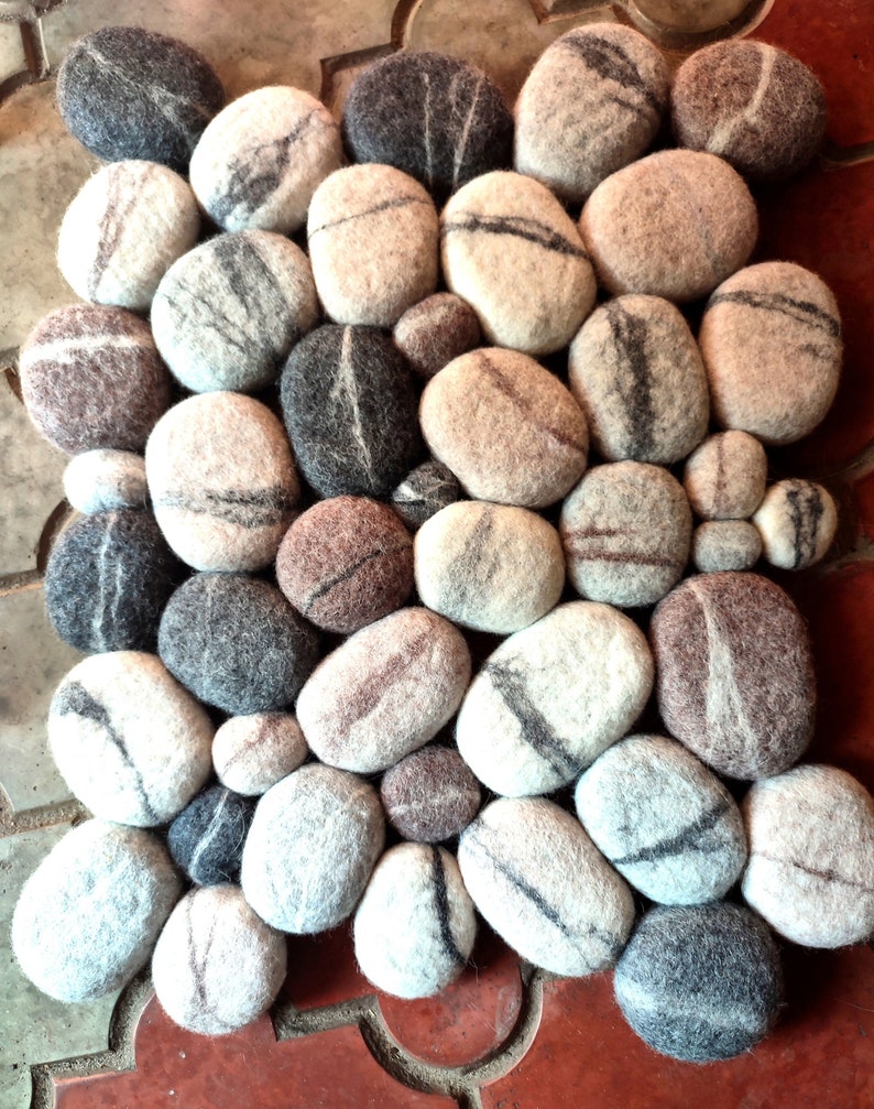 Felt Stone Rug Gray Beige Felt Carpet Felted Wool Stone | Etsy