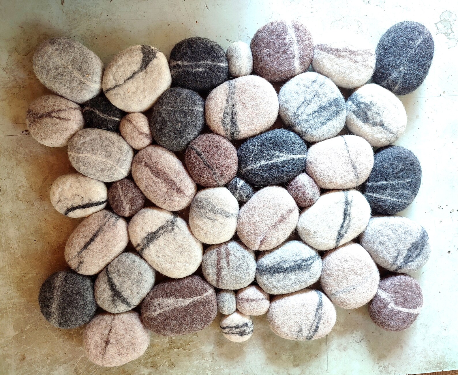 Felt Stone Rug Gray Beige Felt Carpet Felted Wool Stone | Etsy