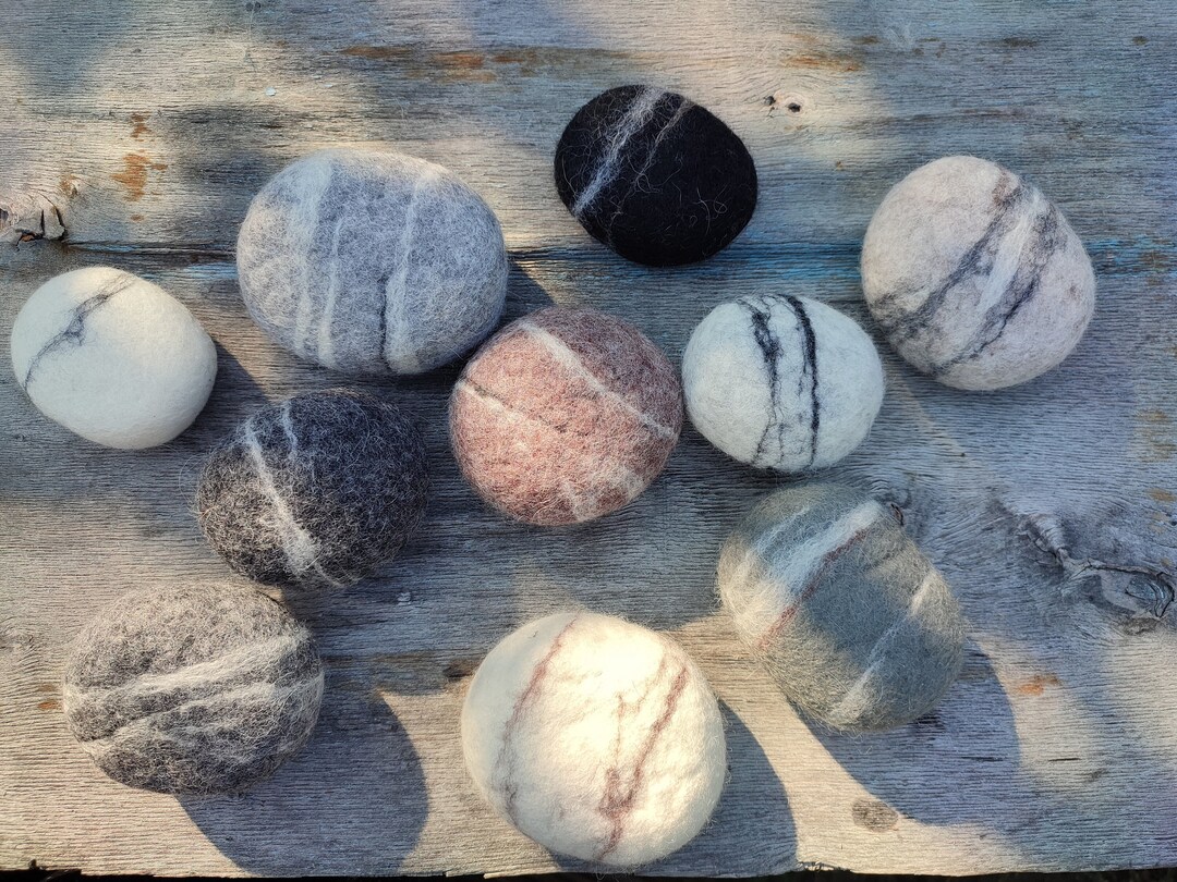 Felted Wool Stone , Wool Sea Stones , Eco-friendly Decor, Needle Felted ...