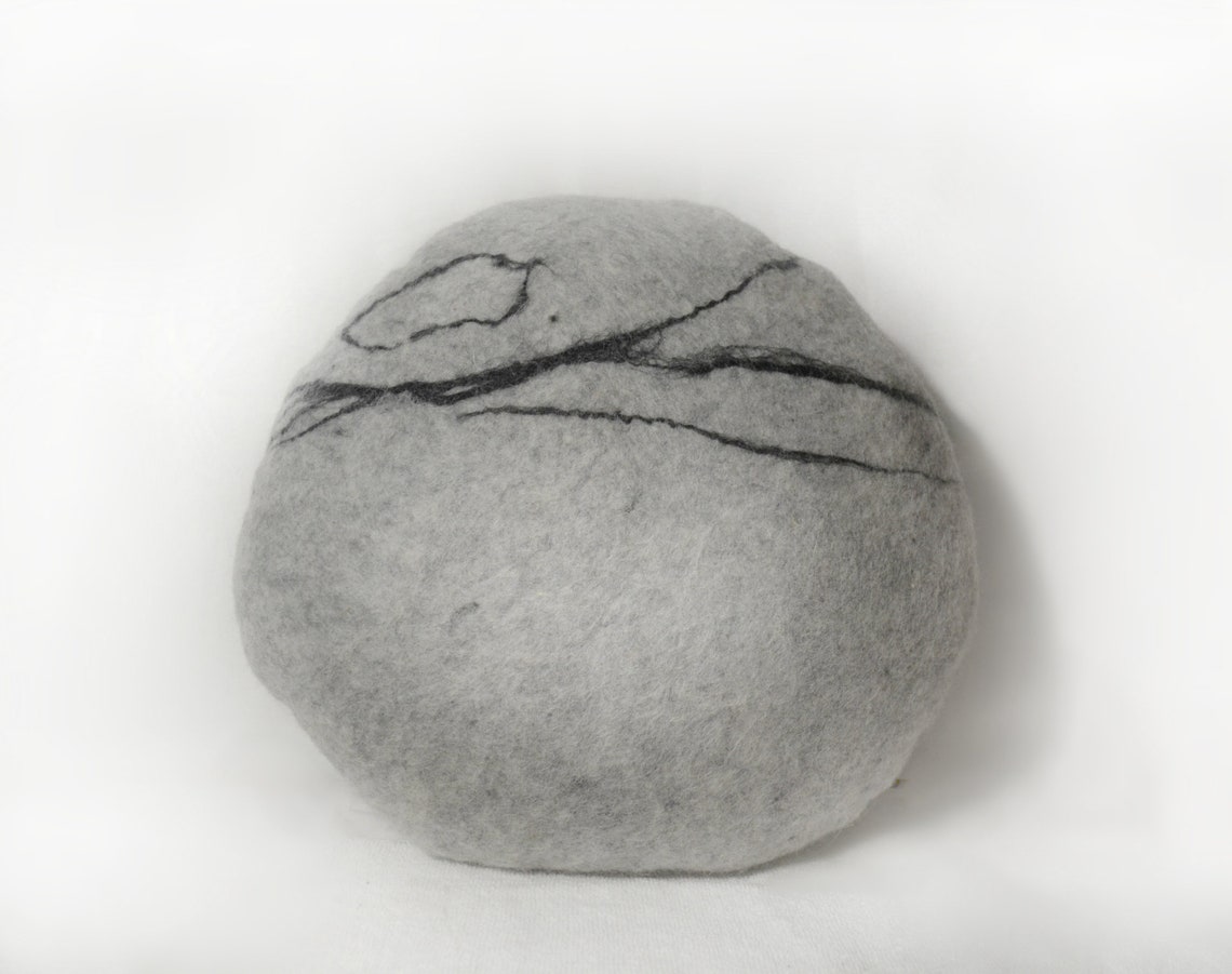 Felted Wool Stone Round Pillow Pebble Pillows Felted | Etsy