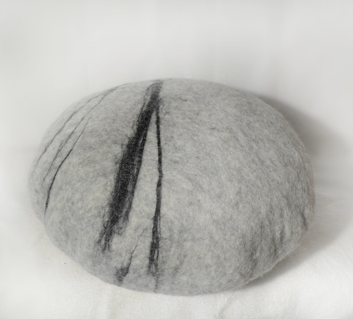 Felted Wool Stone Round Pillow Pebble Pillows Felted | Etsy