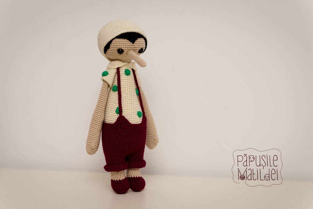 READY FOR SHIPPING Usborne Pinocchio / Custom Handmade Crochet Doll ...