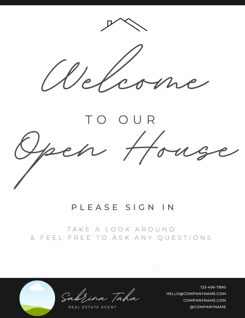 Editable Open House Sign-in Sheet & Welcome Sign - Etsy