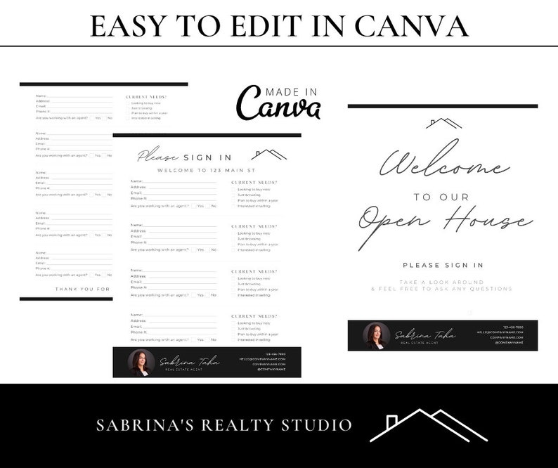 Editable Open House Sign-in Sheet & Welcome Sign - Etsy