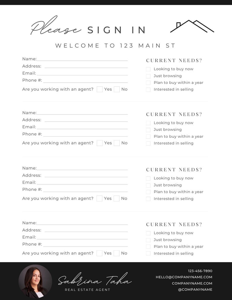 Editable Open House Sign-in Sheet & Welcome Sign - Etsy