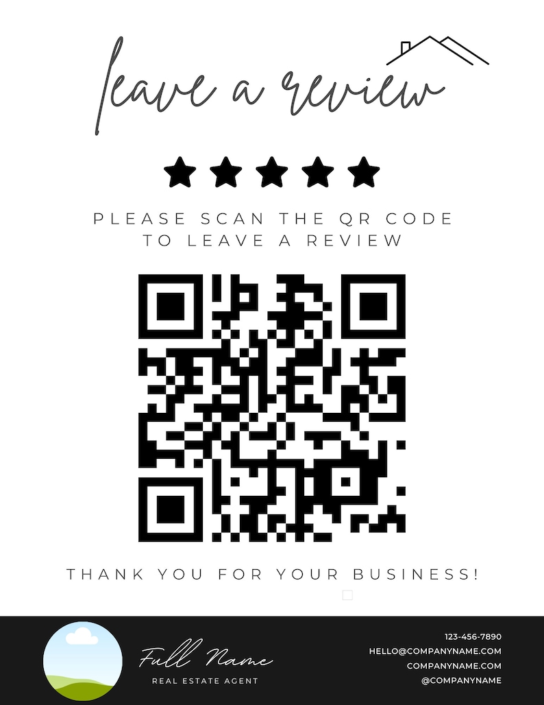 Leave Us a Review Template QR Code, Realtor Review Template, Printable ...