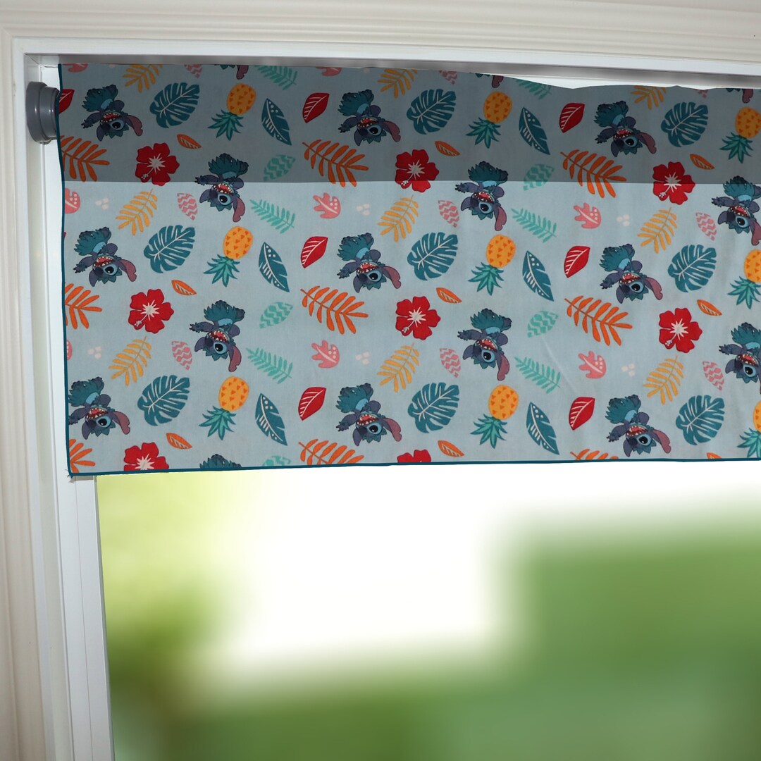 Lilo and Stitch Themed 100% Cotton Window Valance 42 Wide Curtain Panel ...