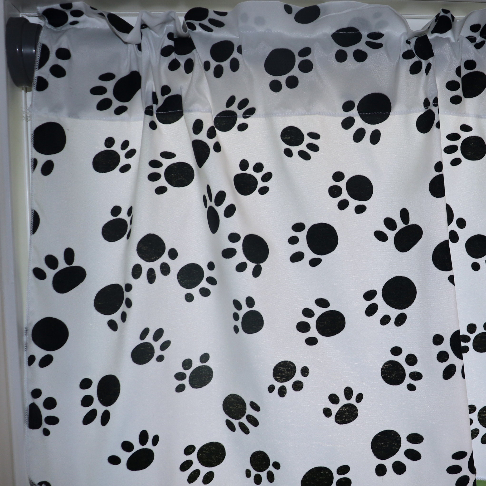 Paw Print Cotton Curtain Panel 58 Inch Wide / Window Décor / | Etsy