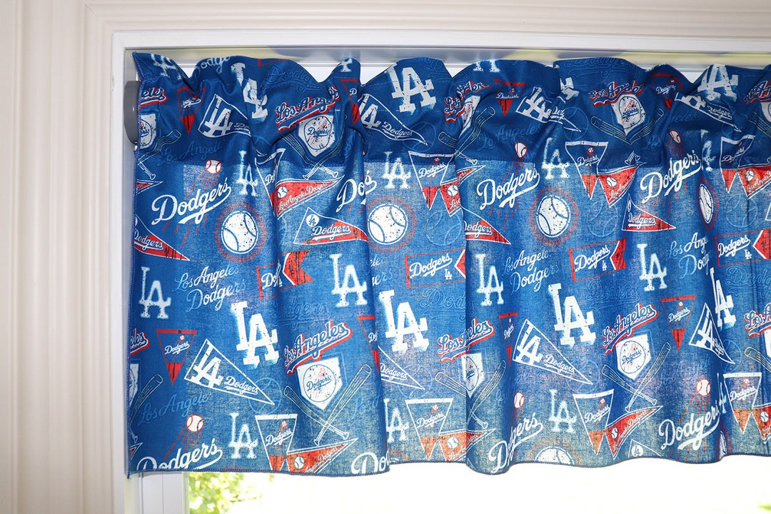 LA Dodgers Baseball Sports Team Cotton Window Valance or Curtain ...