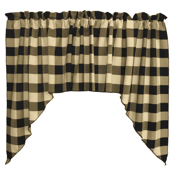 Swag Style Buffalo Check Valance Curtain Window Treatment - Etsy