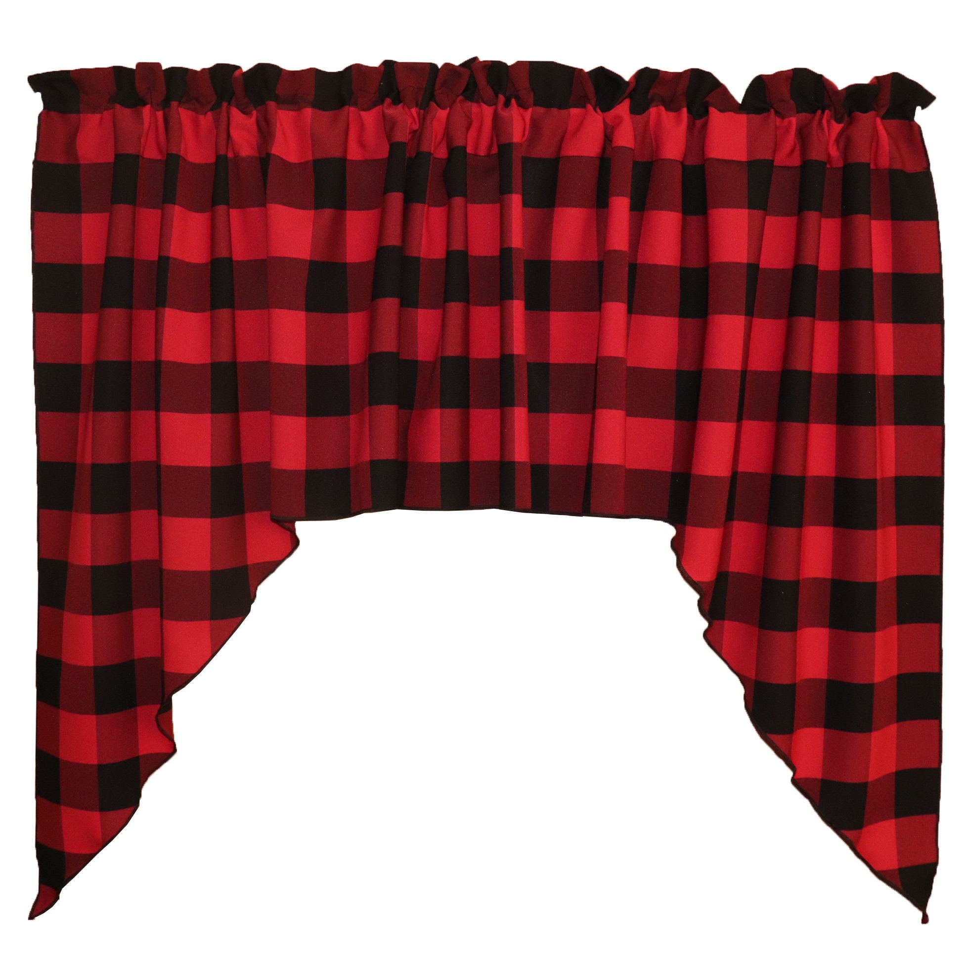Swag Style Buffalo Check Valance Curtain Window Treatment Kitchen ...