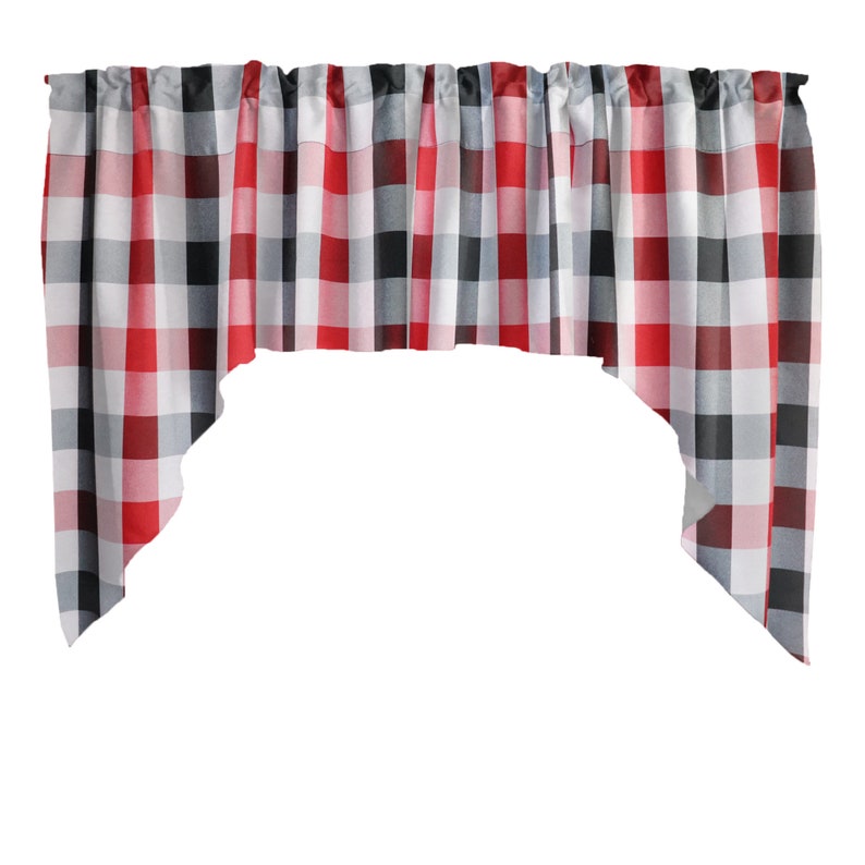 Swag Style Buffalo Check Valance Curtain Window Treatment - Etsy
