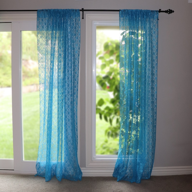 Sheer Floral Lace Curtain Panel / Window Décor / Window | Etsy