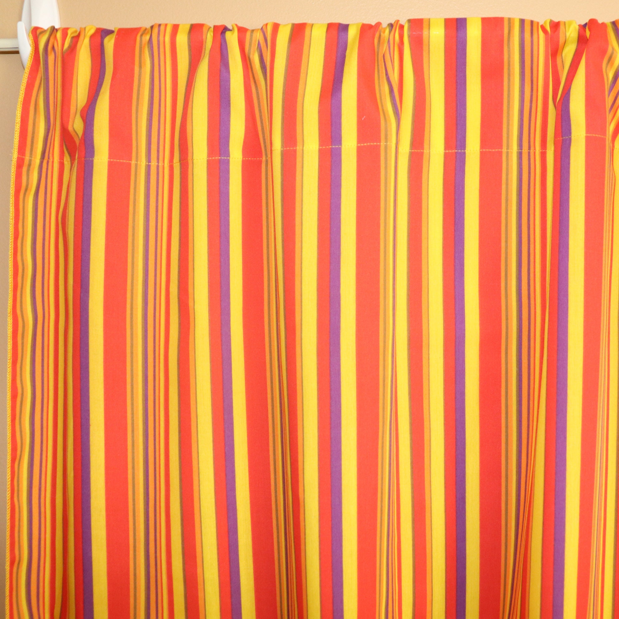 Multi Colored Stripes Cotton Curtain Panel 58 Inch Wide / | Etsy