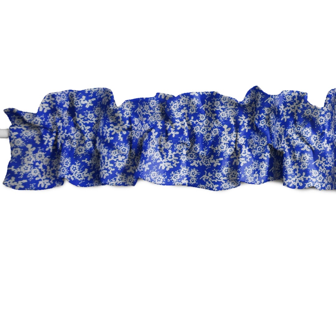 Botanic Flower Pattern Cotton Curtain Sleeve Topper With Ruffles Above ...