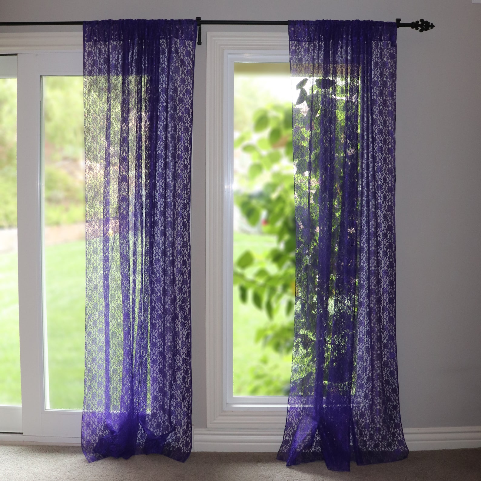 Sheer Floral Lace Curtain Panel / Window Décor / Window Treatments ...