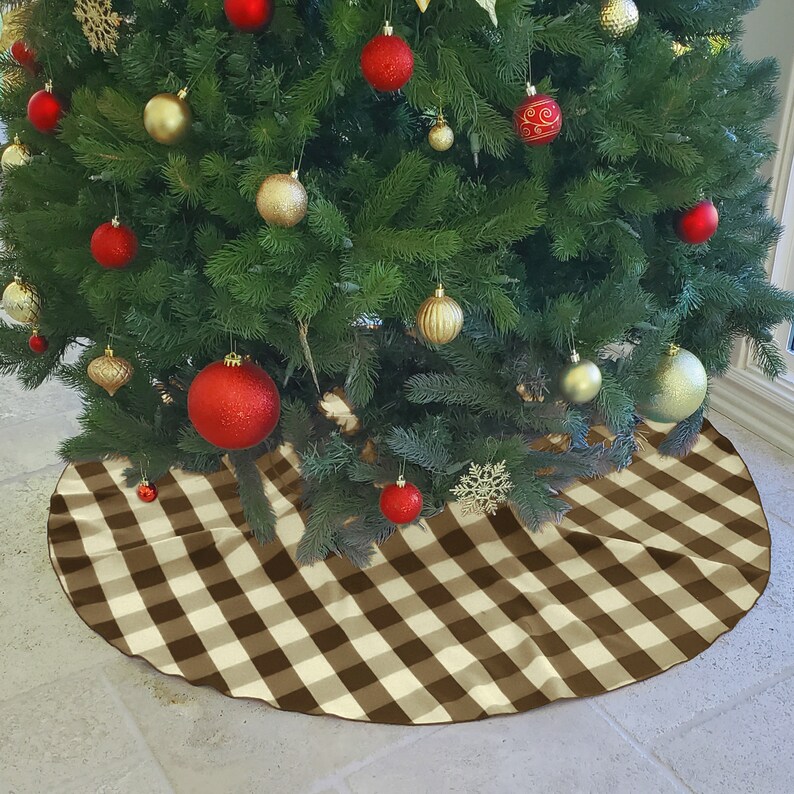 Buffalo Check Tree Skirt / Polyester Poplin Fabric / Christmas Decor ...
