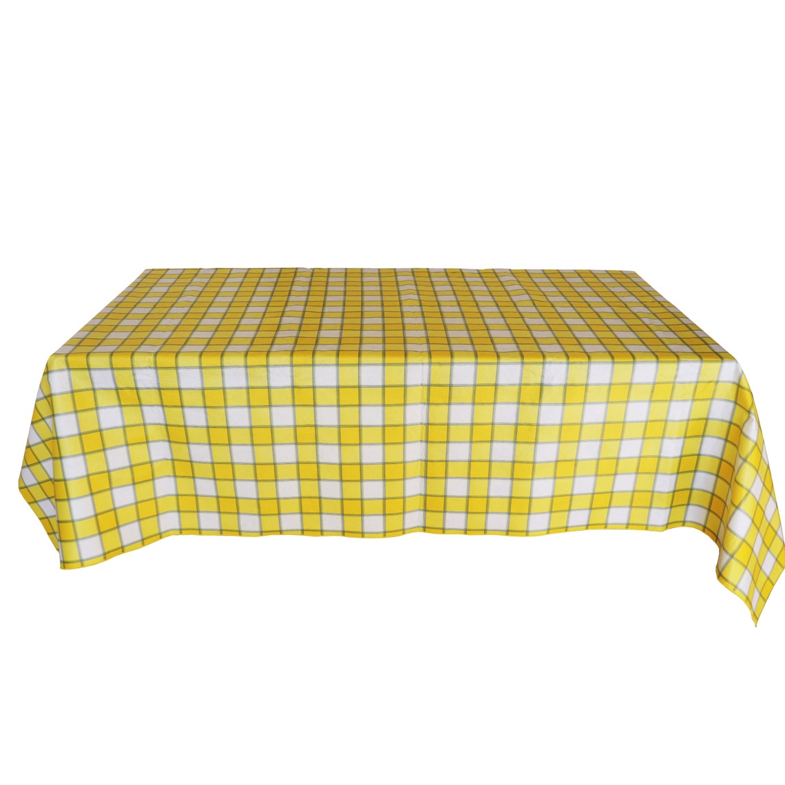 Yellow Plaid Checkered Plastic Tablecloth / PVC Material With | Etsy