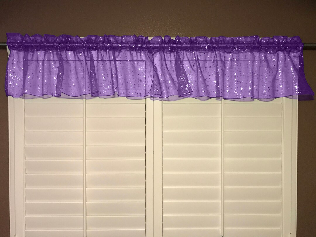 Twinkle Sparkle Shiny Silver Stars on Sheer Tinted Organza Window ...