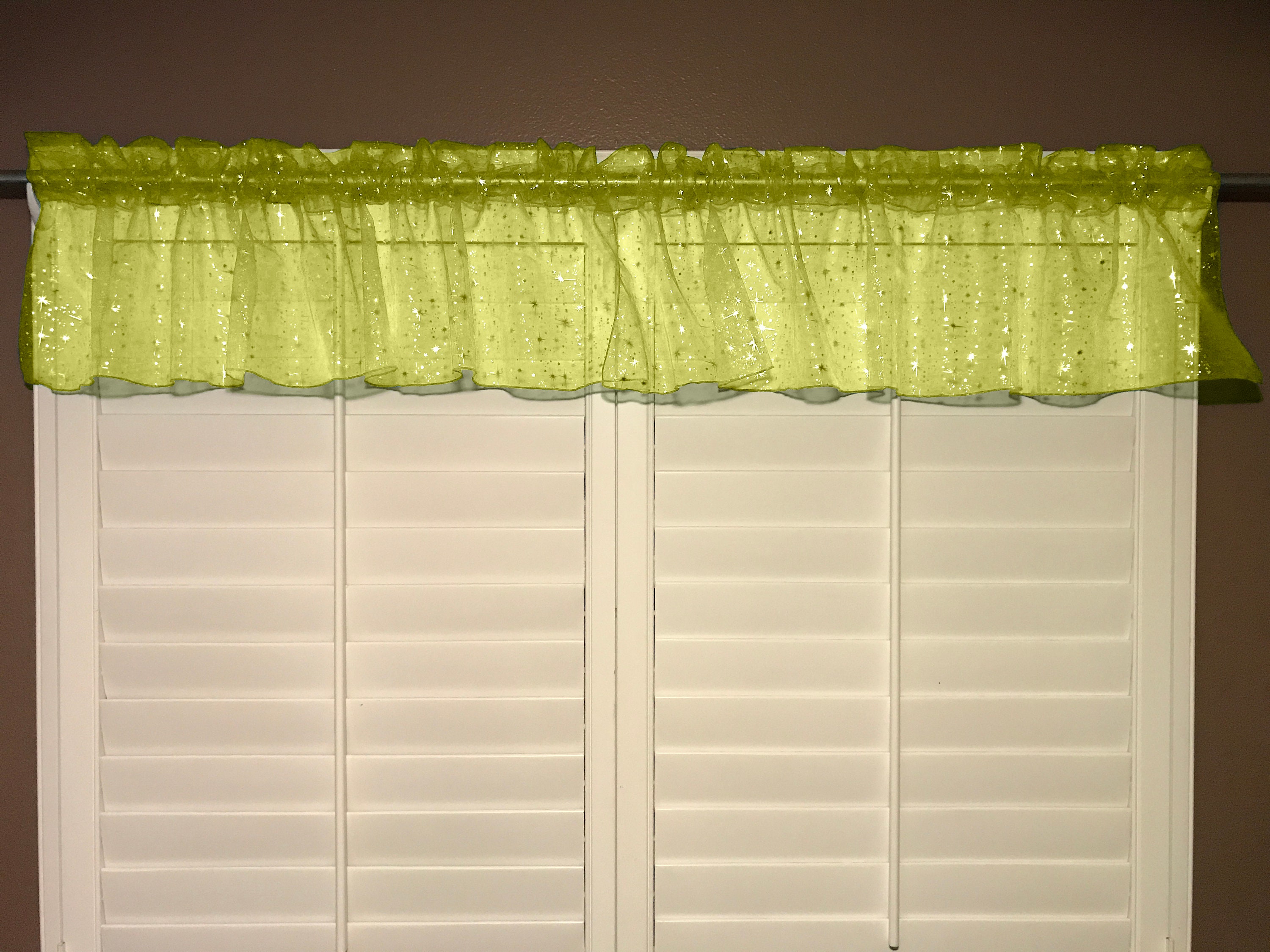 Twinkle Sparkle Shiny Silver Stars on Sheer Tinted Organza Window ...