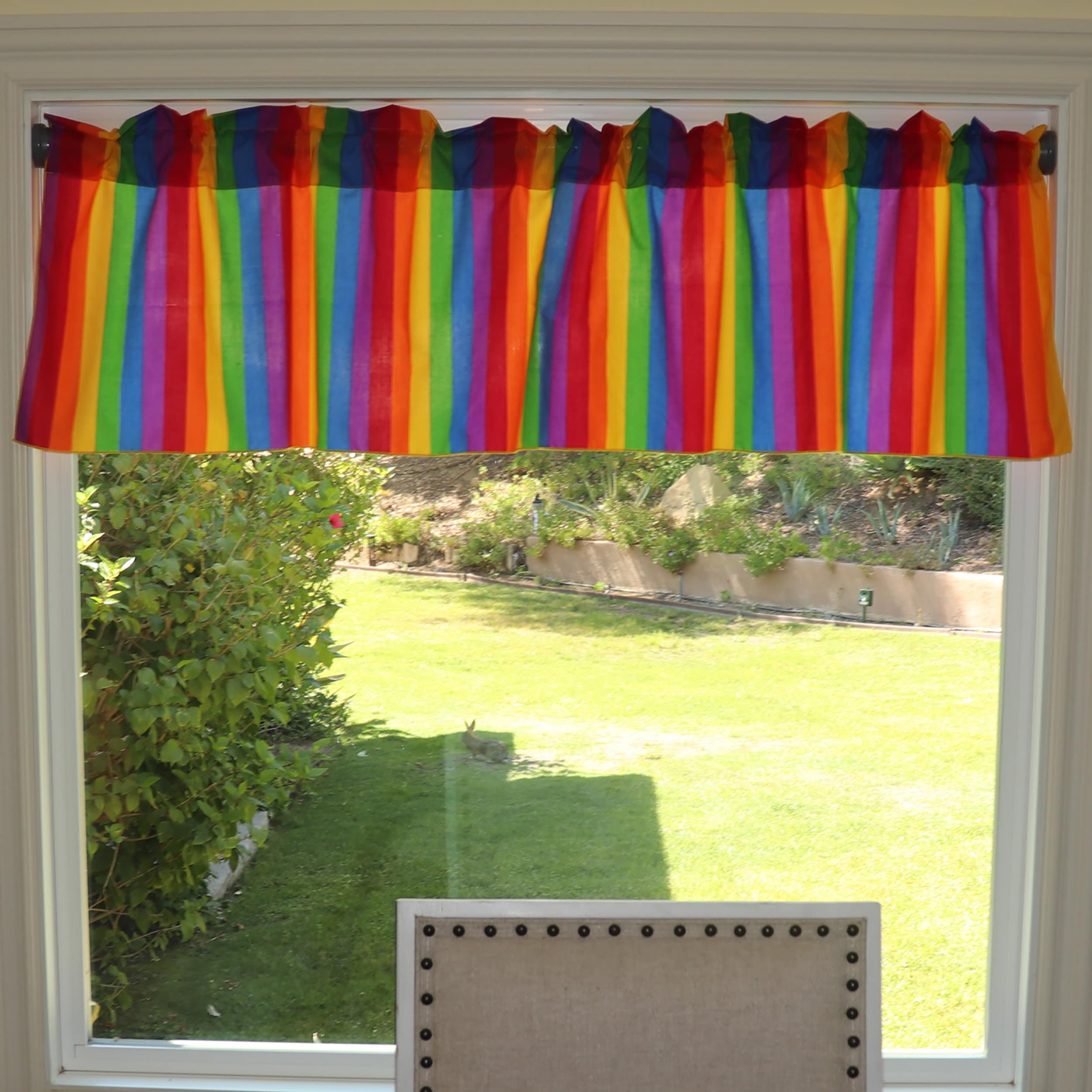 Rainbow Stripes Cotton Window Valance Curtain Top / Window | Etsy