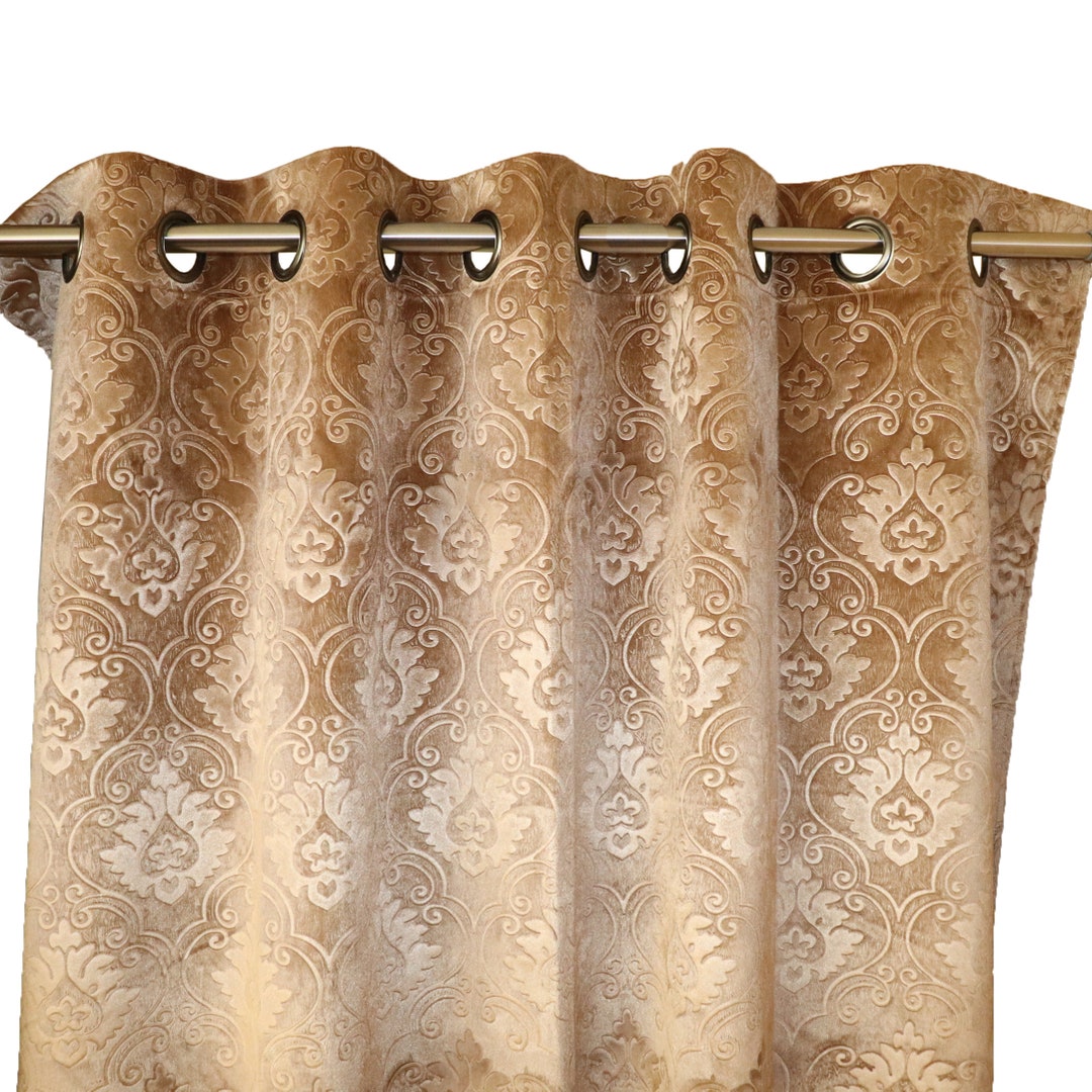 Embossed Velvet Curtain 54 Inch Wide Floral Gothic Damask Pattern Room ...