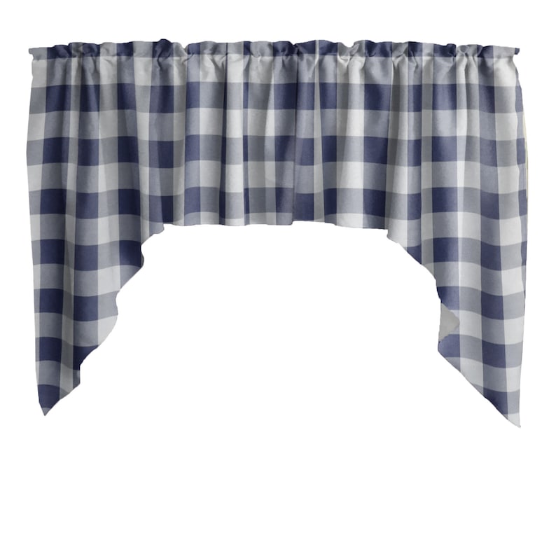 Swag Style Buffalo Check Valance Curtain Window Treatment Kitchen ...