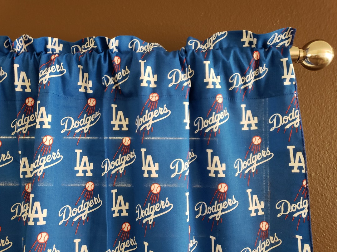 LA Dodgers Baseball Sports Team Cotton Window Valance or Curtain ...