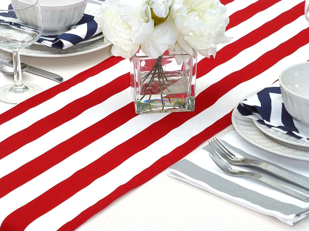 1" Wide Stripes Print Cotton Table Runner Home Décor / Wedding ...