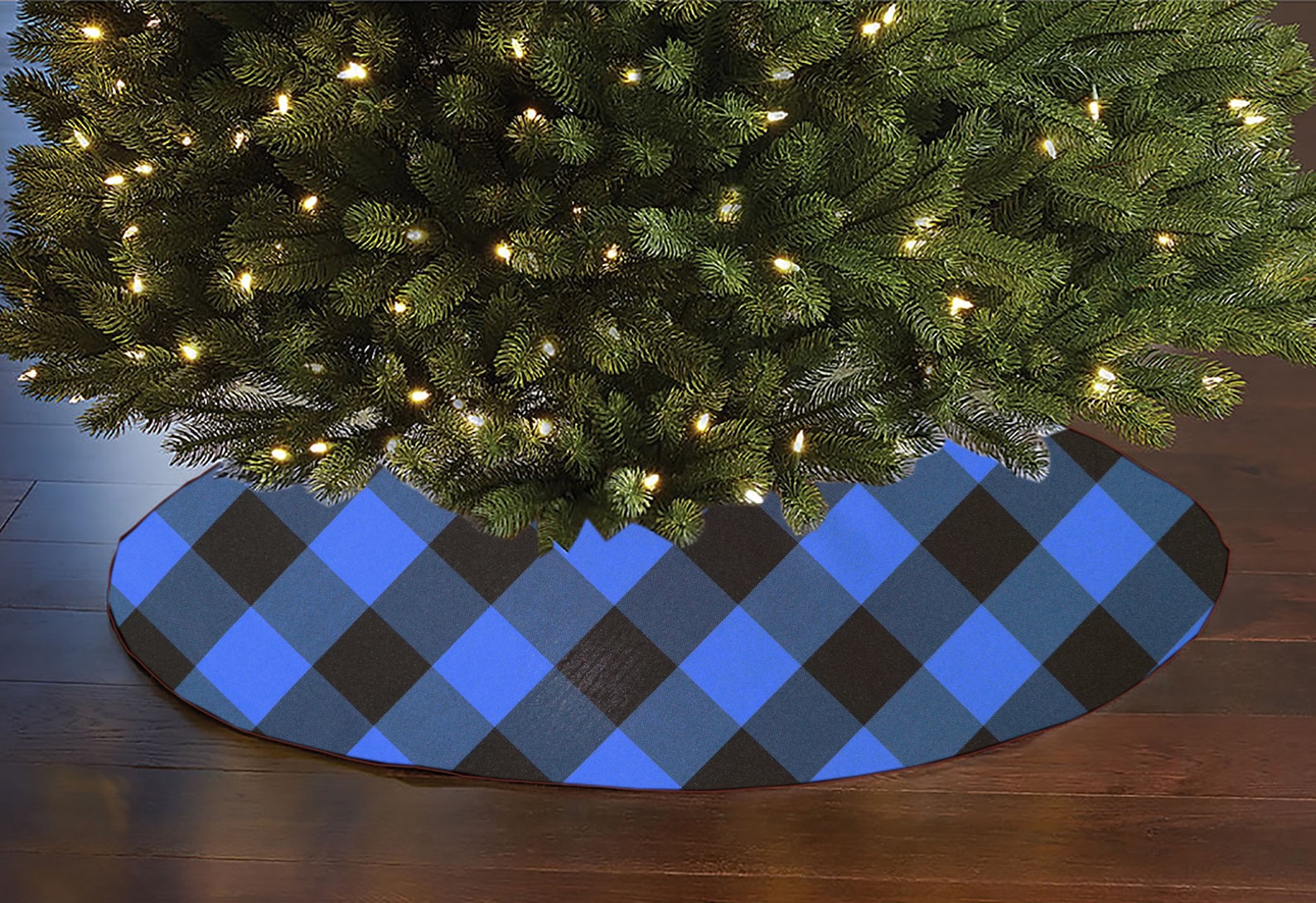 Buffalo Check Tree Skirt / Polyester Poplin Fabric / Christmas Decor ...