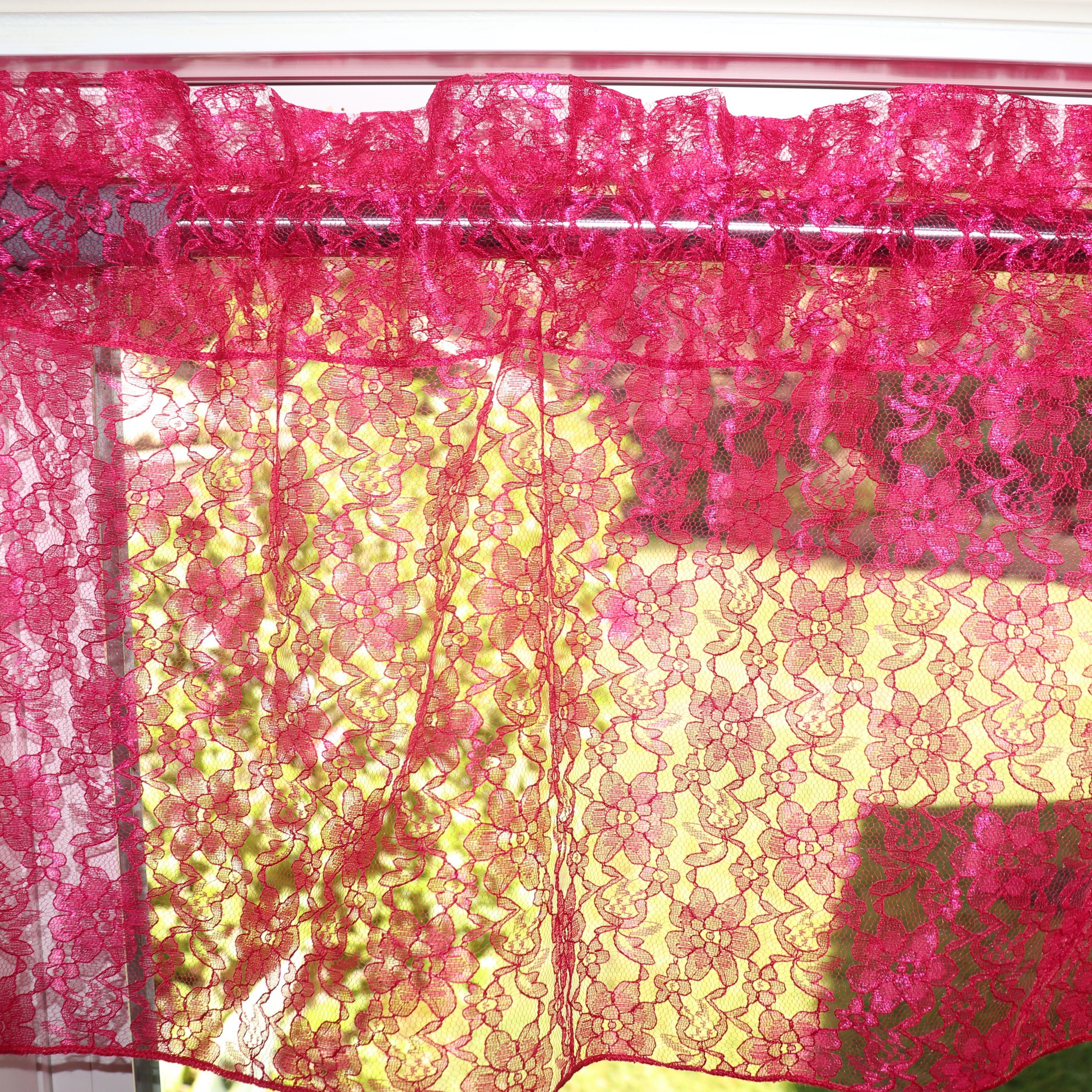 Sheer Floral Lace Decorative Window Valance / Window Decor / Window ...